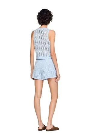 Sandro Beaded Crochet Cardigan - Sky Blue