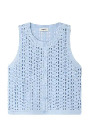 Sandro Beaded Crochet Cardigan - Sky Blue