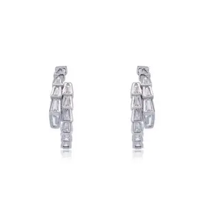 THE LOVERY FINE JEWELRY Snake Hoop Earrings With Baguette Cubic Zirconia - Sterling Silver