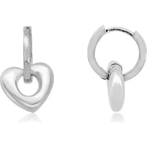 THE LOVERY FINE JEWELRY Heart Huggie Hoop Earrings - Sterling Silver