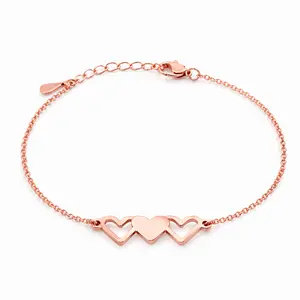 DONATELLO GIAN Flashed Heart Chain Bracelet - Rose