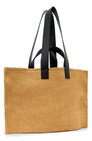 ALLSAINTS Lutece Woven Straw Tote Bag - Biscuit Brown