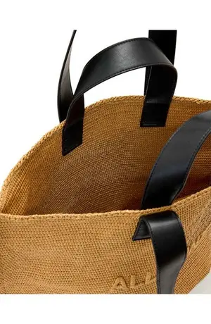 ALLSAINTS Lutece Woven Straw Tote Bag - Biscuit Brown