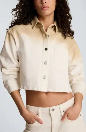 KENNETH COLE Oversize Dip-dye Crop Shacket - Tan Gradient