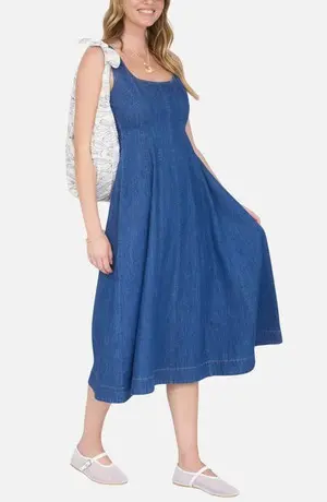 BLU PEPPER Sleeveless Midi Dress With Smocked Back