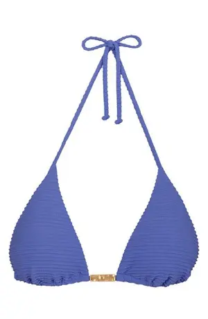 VIX PAULA HERMANNY Textured Triangle Bikini Top With Hammered Hardware