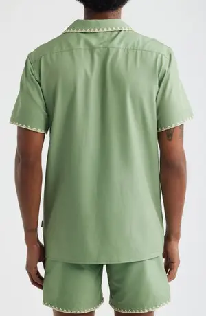 MAVRANS Hotel Stitch Weekend Camp Shirt - Light Green