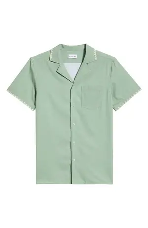 MAVRANS Hotel Stitch Weekend Camp Shirt - Light Green