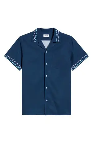 MAVRANS 90s Wave Weekend Camp Shirt - Dark Blue