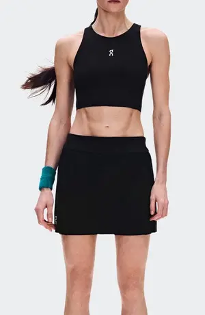 On Court Split Skirt With Inner Tights - Black