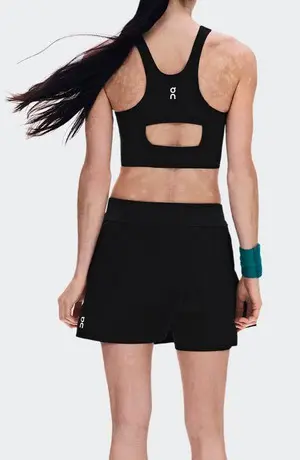 On Court Split Skirt With Inner Tights - Black