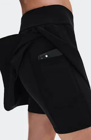 On Court Split Skirt With Inner Tights - Black