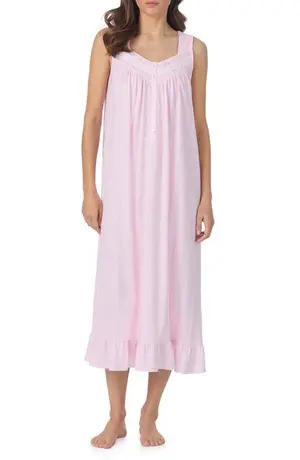 Eileen West Cotton Nightgown - Pink/white