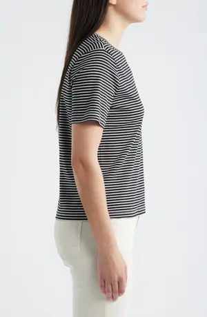 Spanx Spnax® Lightweight Striped Cotton Crewneck T-shirt - Minishutter Cb/l
