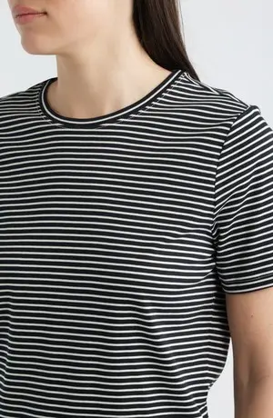 Spanx Spnax® Lightweight Striped Cotton Crewneck T-shirt - Minishutter Cb/l