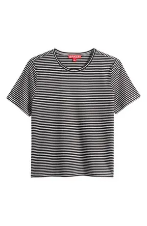 Spanx Spnax® Lightweight Striped Cotton Crewneck T-shirt - Minishutter Cb/l