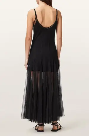 ALLSAINTS Harmonia Mesh Maxi Dress - Black