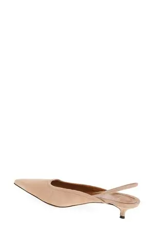 ATP ATELIER Lana Suede Slingback Kitten Heel Pumps - Cipria