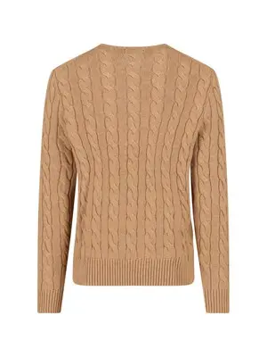 Polo Ralph Lauren Cable Knit Crew Neck Sweater - Brown