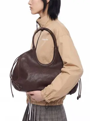 Miu Miu Ivy" Tote Bag In Calf Leather - Brown