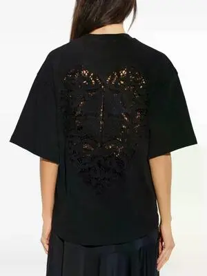 ALLSAINTS Esme Amelie Crochet Heart T-shirt - Black