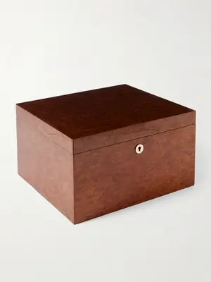 RAPPORT LONDON Heritage Burr Walnut 16-piece Watch Box