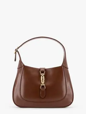 Gucci Leather Shoulder Bag With Metal Details - Brown