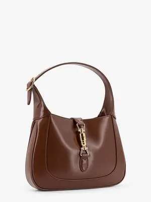 Gucci Leather Shoulder Bag With Metal Details - Brown