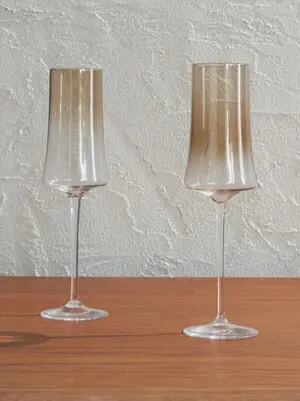 Brunello Cucinelli Set Of Two Murano Glass Flute Glasses - Brown