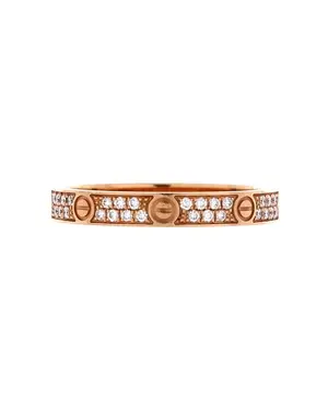 CARTIER Small Love Wedding Band Pave Diamonds Ring 18k Rose Gold And Diamonds - Pink