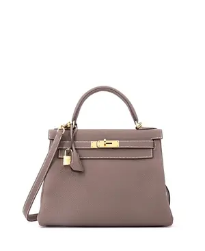 Hermès Kelly 28 Handbag Grey Togo With Gold Hardware - Etoupe