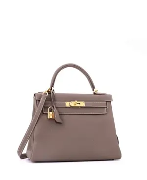 Hermès Kelly 28 Handbag Grey Togo With Gold Hardware - Etoupe
