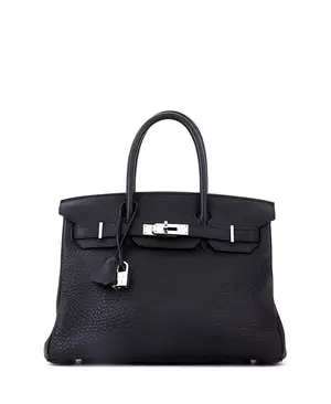 Hermès Birkin 30 Handbag Black Clemence With Palladium Hardware