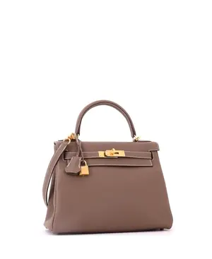 Hermès Kelly 28 Handbag Grey Togo With Gold Hardware