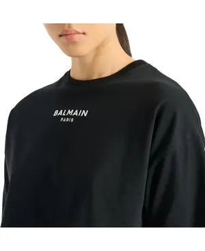 Balmain Embroidered Cotton T-shirt - Black
