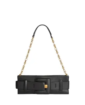 Balmain Anthem Smooth Leather Clutch With Gold Tone Hardware - Black