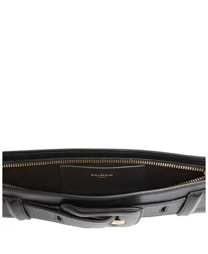 Balmain Anthem Smooth Leather Clutch With Gold Tone Hardware - Black