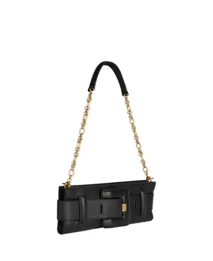 Balmain Anthem Smooth Leather Clutch With Gold Tone Hardware - Black