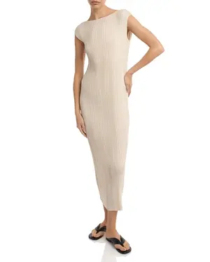 Issey Miyake Ribbed Midi Dress
