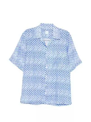 120% Lino Chevron-print Short-sleeved Shirt