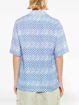 120% Lino Chevron-print Short-sleeved Shirt