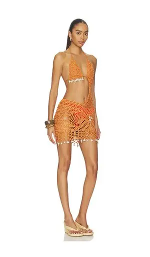 Superdown Crochet Mini Dress With Seashell Embellishments