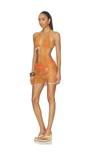 Superdown Crochet Mini Dress With Seashell Embellishments