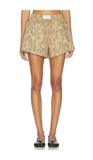 GANNI Printed Stretch Cotton Elasticated Short