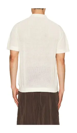 Onia Crochet Knit Button Up Shirt In Cream
