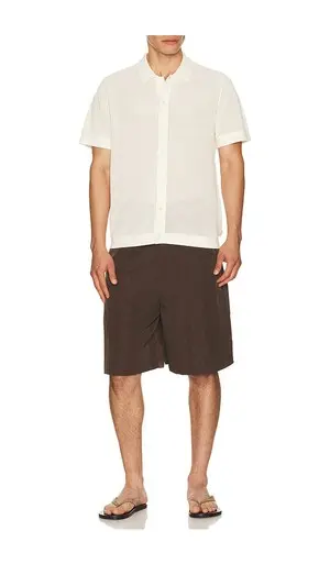 Onia Crochet Knit Button Up Shirt In Cream
