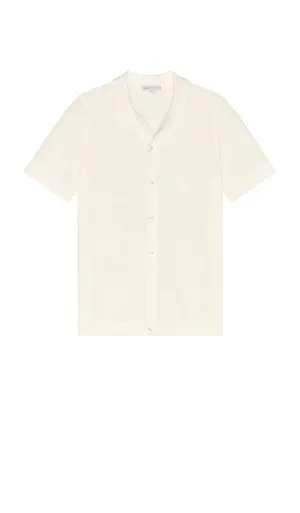 Onia Crochet Knit Button Up Shirt In Cream