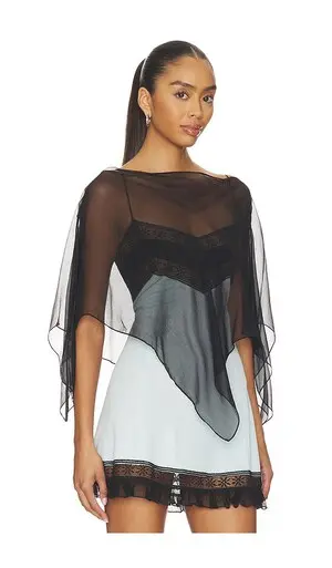 BUCI Honeycrisp Chiffon Poncho - Black