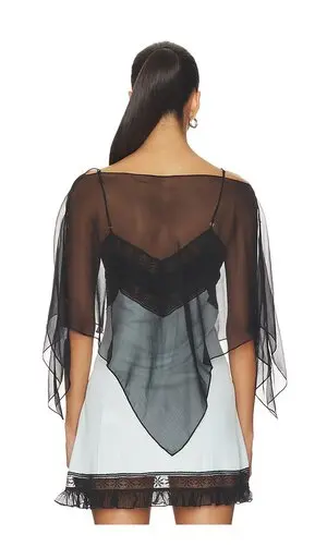 BUCI Honeycrisp Chiffon Poncho - Black