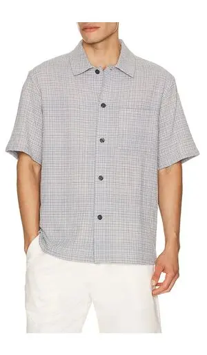Theory Mini Texture Check Shirt In Grey,slate - Bering Multi